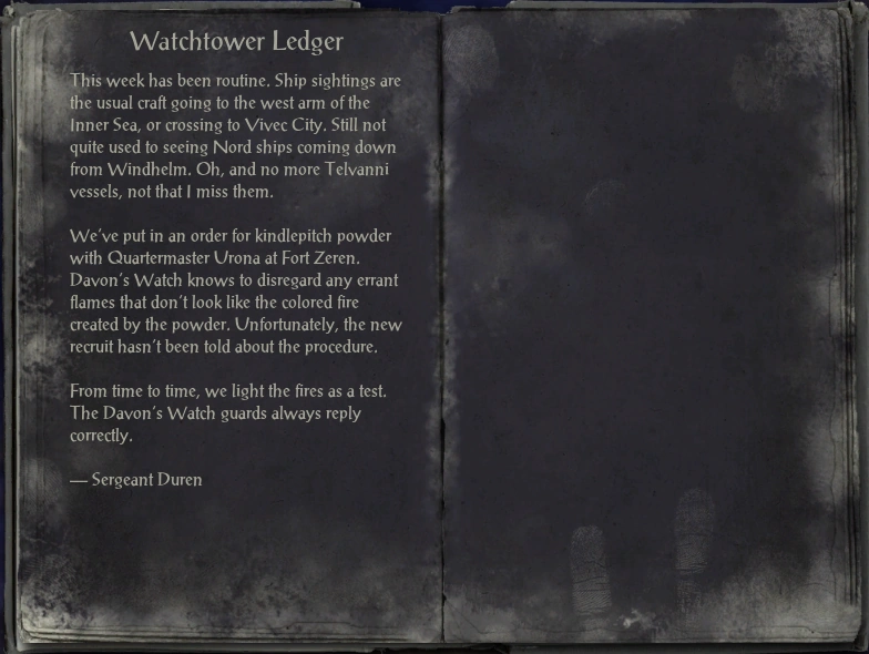 Watchtower Ledger | Elder Scrolls | Fandom