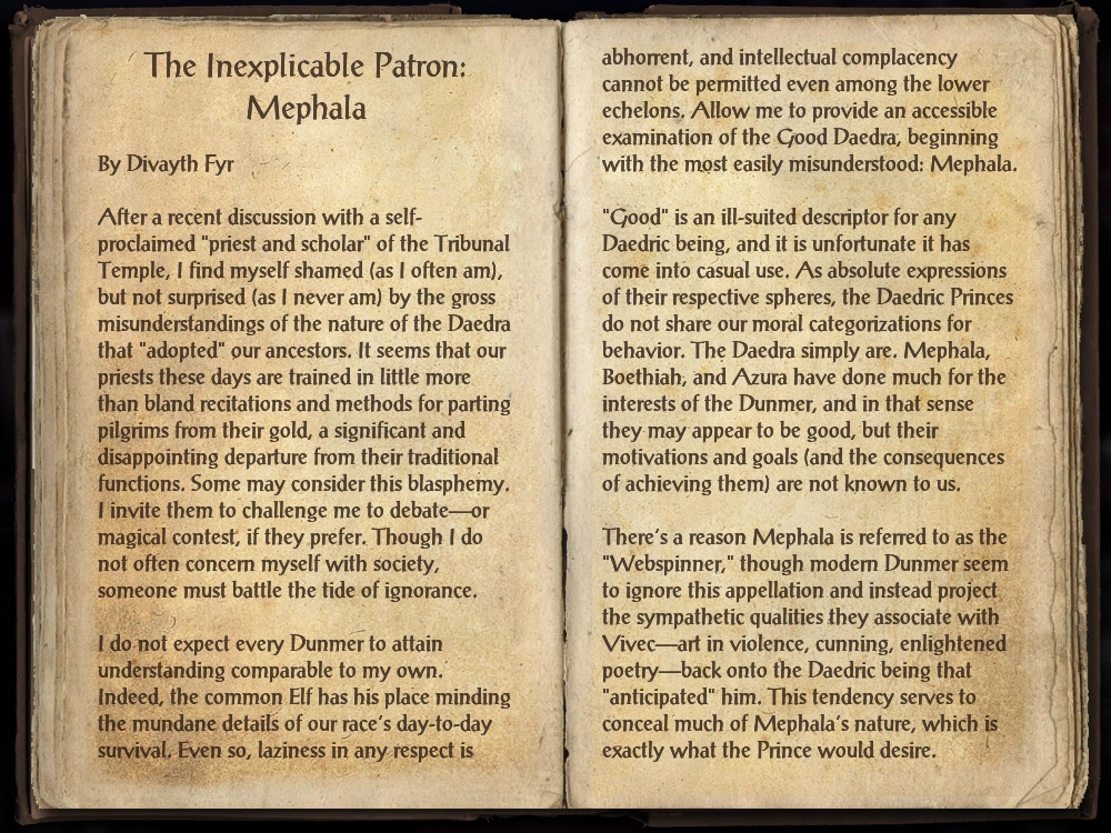 Inexplicable Patron: Mephala | Elder Scrolls | Fandom