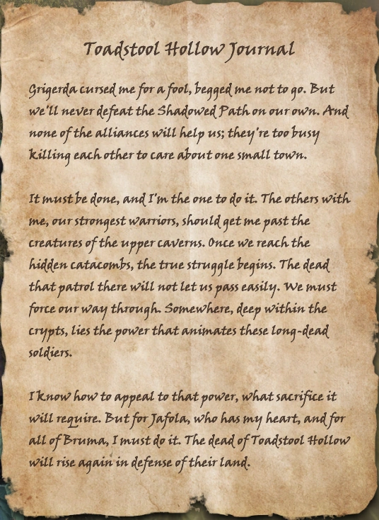 Toadstool Hollow Journal | Elder Scrolls | Fandom