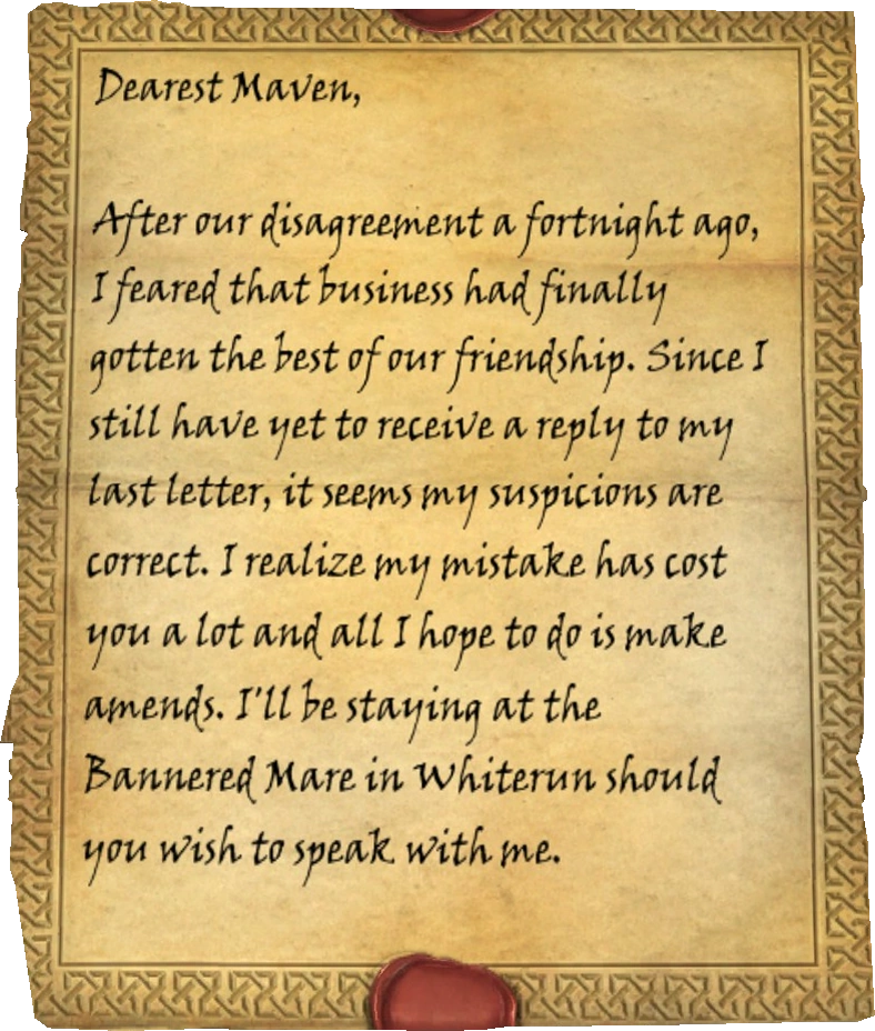 Letter from Christophe | Elder Scrolls | Fandom