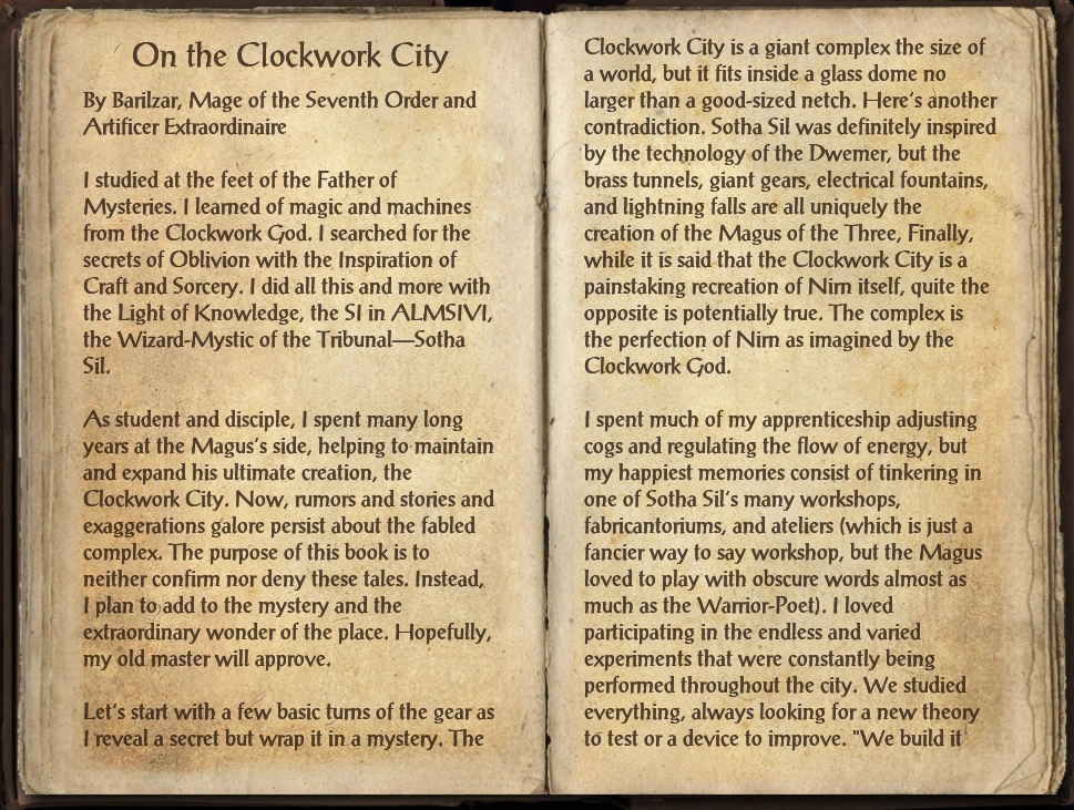 On the Clockwork City | Elder Scrolls | Fandom
