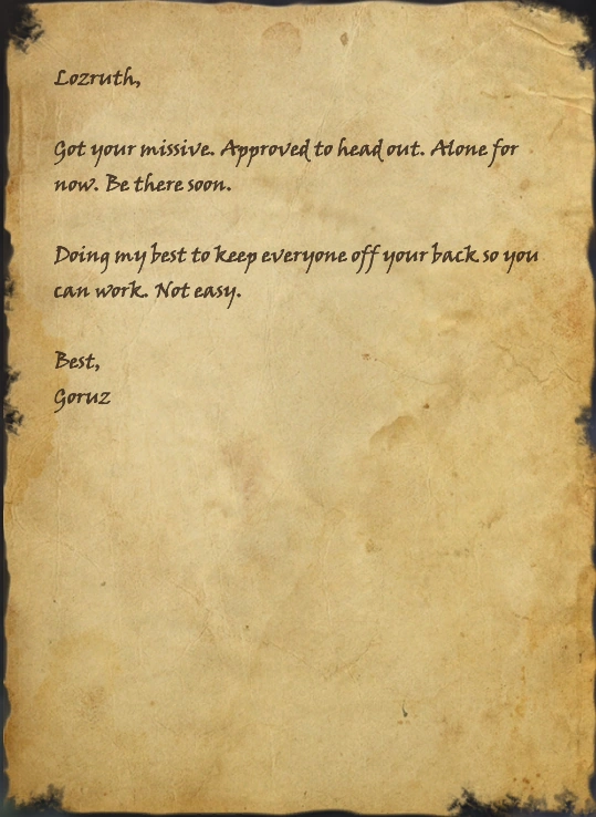 Letter to Lozruth | Elder Scrolls | Fandom