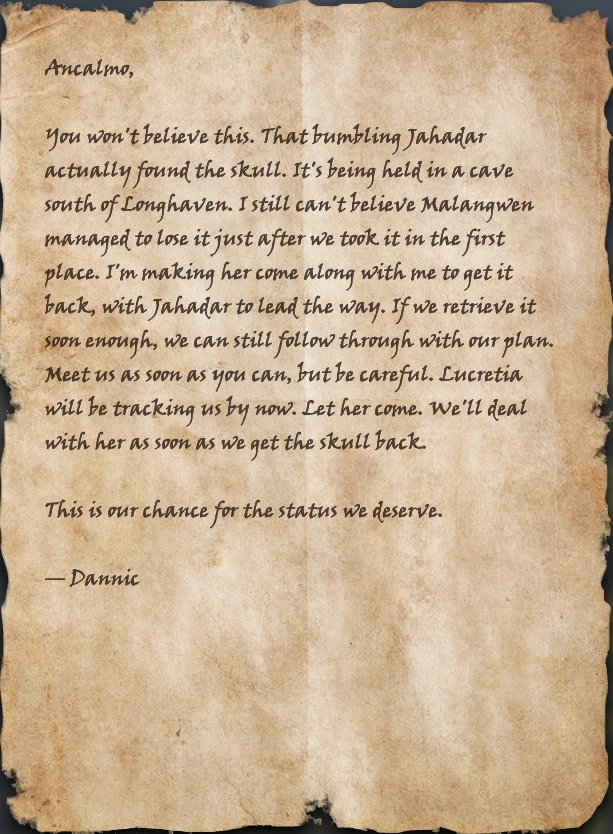 Letter from Dannic | Elder Scrolls | Fandom