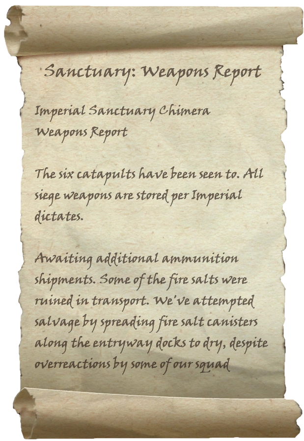 Sanctuary: Weapons Report | Elder Scrolls | Fandom
