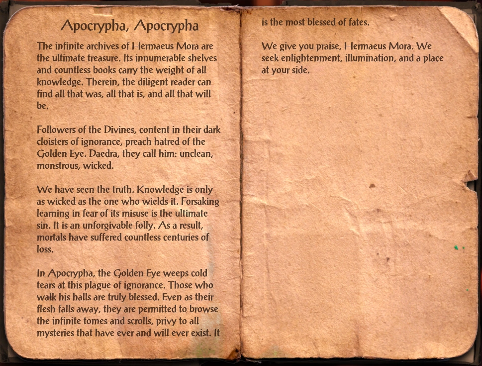 Apocrypha, Apocrypha | Elder Scrolls | Fandom