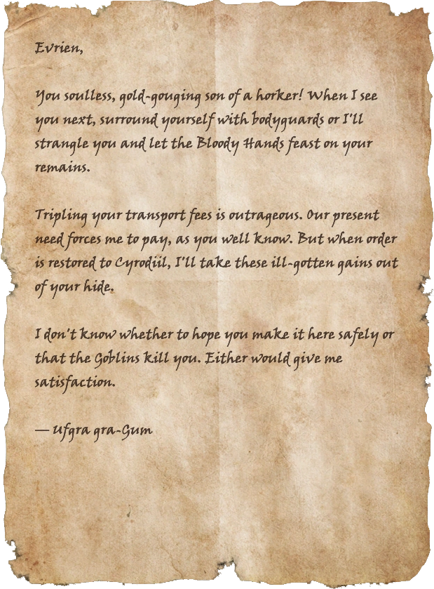 Letter to Evrien | Elder Scrolls | Fandom