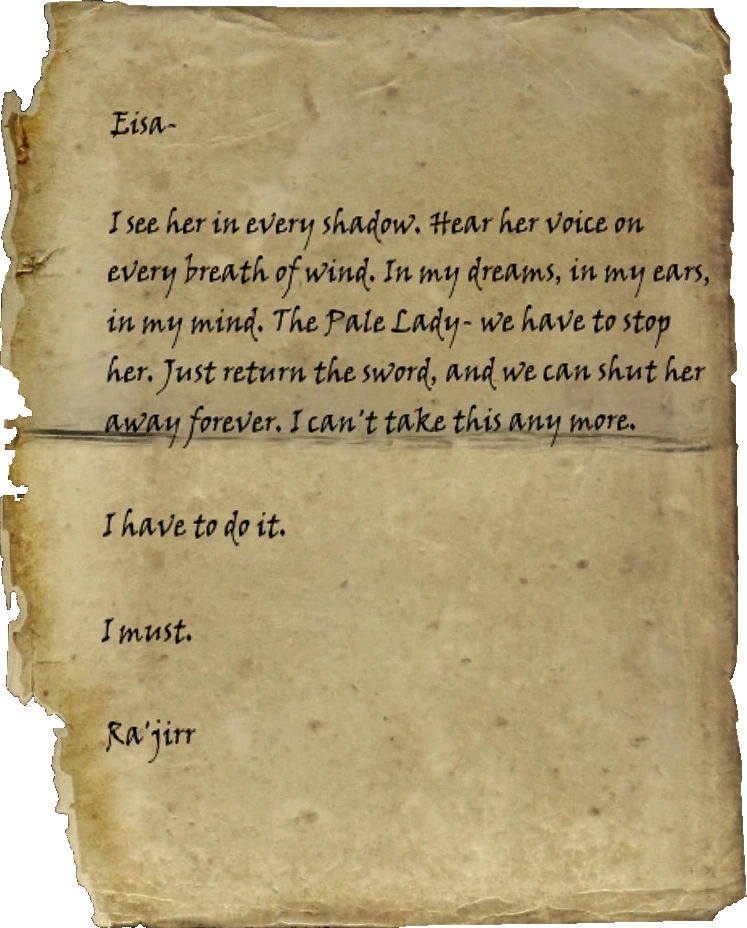Ra'jirr's Note | Elder Scrolls | Fandom