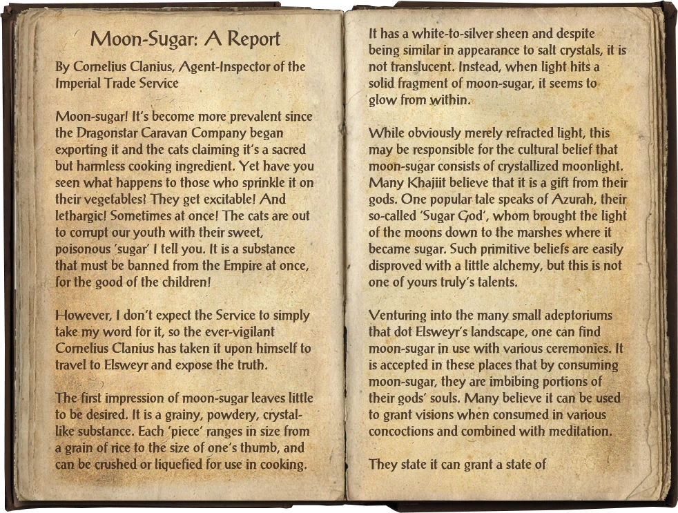 Moon-Sugar: A Report | Elder Scrolls | Fandom