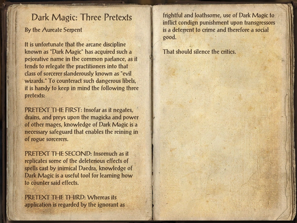 Dark Magic: Three Pretexts | Elder Scrolls | Fandom