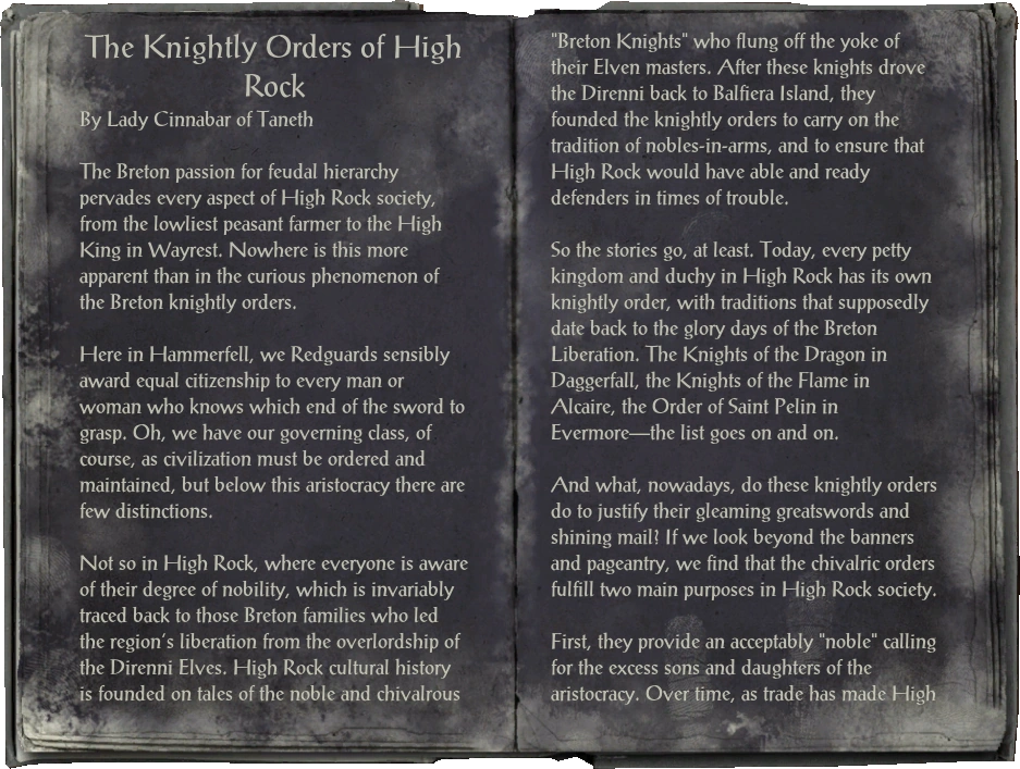 The Knightly Orders of High Rock | Elder Scrolls | Fandom