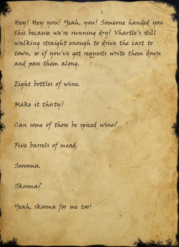 Sanguine's Revelers Note | Elder Scrolls | Fandom