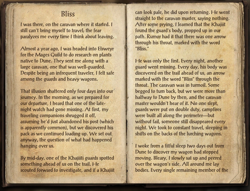 Bliss (Book) | Elder Scrolls | Fandom