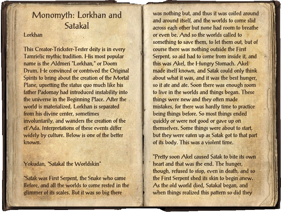 Monomyth: Lorkhan and Satakal | Elder Scrolls | Fandom