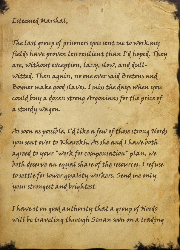 Letter to Marshal Hlaren | Elder Scrolls | Fandom