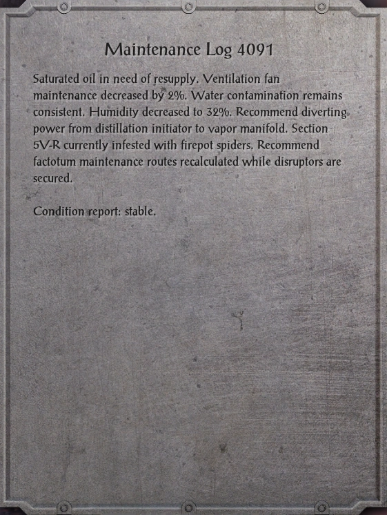 Maintenance Log 4091 | Elder Scrolls | Fandom