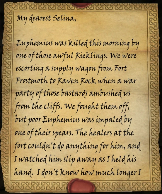 A Letter to Selina II | Elder Scrolls | Fandom