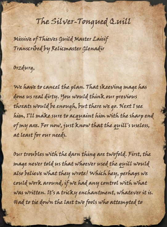 The Silver-Tongued Quill | Elder Scrolls | Fandom