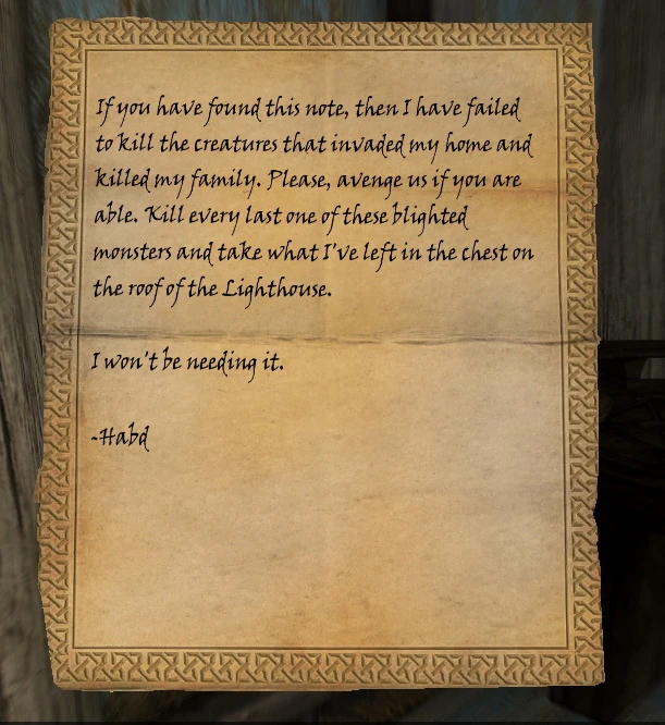 Habd's Death Letter | Elder Scrolls | Fandom