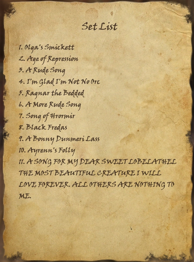 Set List | Elder Scrolls | Fandom