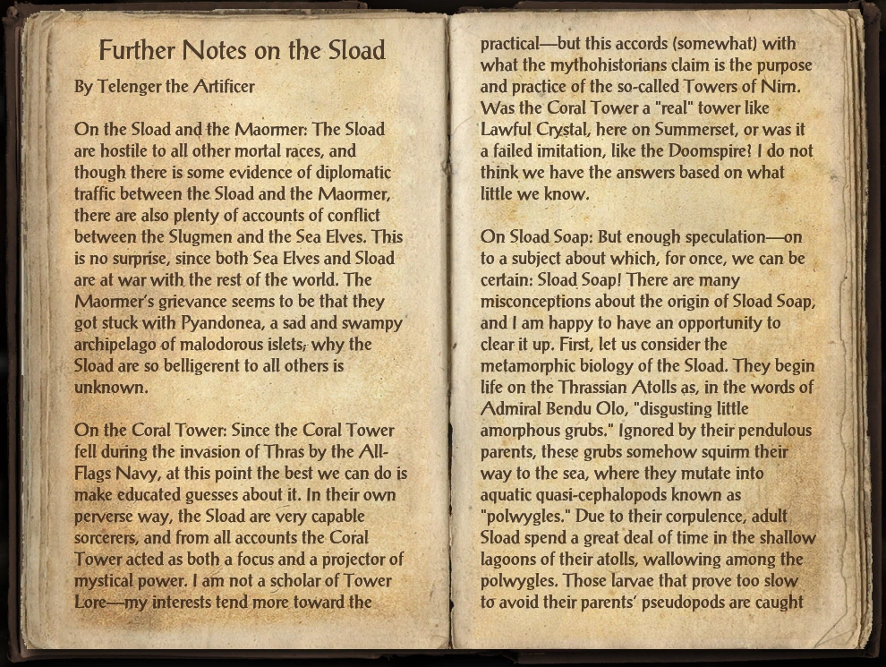 Further Notes on the Sload | Elder Scrolls | Fandom