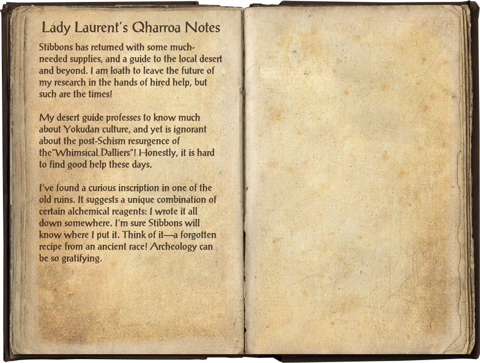 Lady Laurent's Qharroa Notes | Elder Scrolls | Fandom
