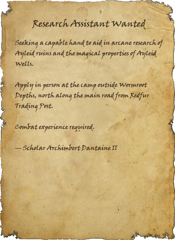 Research Assistant Wanted | Elder Scrolls | Fandom