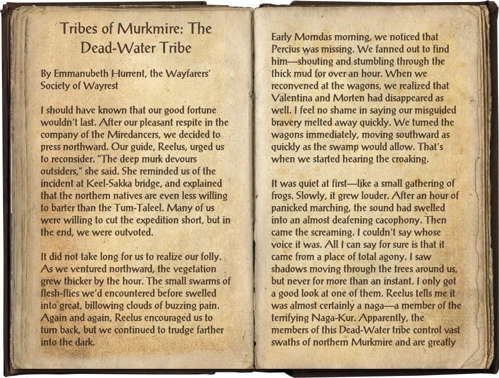 Tribes of Murkmire: The Dead-Water Tribe | Elder Scrolls | Fandom