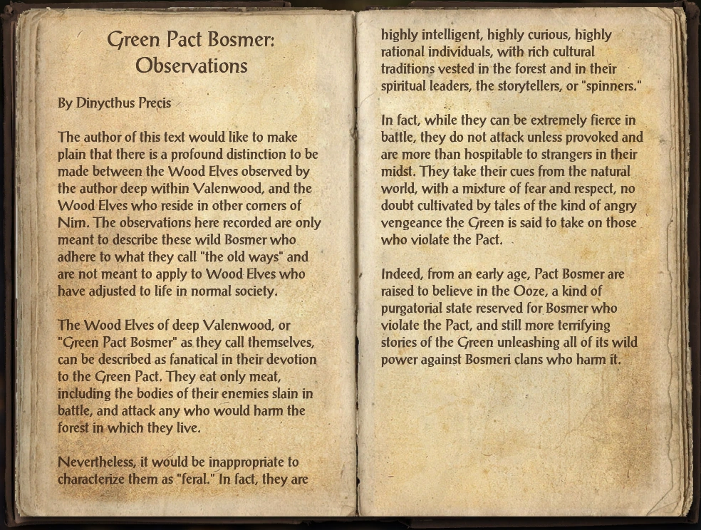 Green Pact Bosmer Observations Elder Scrolls Fandom
