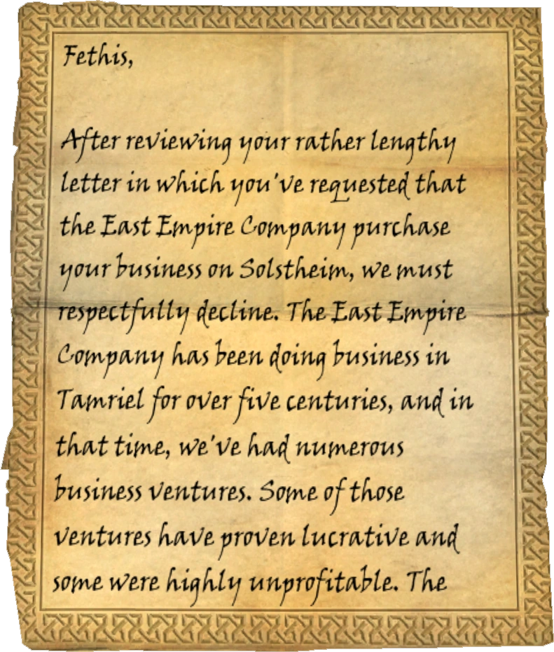 First Letter from EEC | Elder Scrolls | Fandom