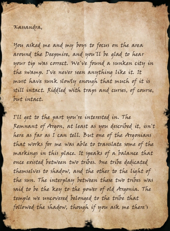 Letter to Kassandra | Elder Scrolls | Fandom