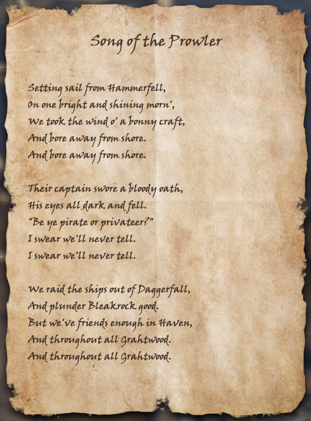 Song Of The Prowler Elder Scrolls Fandom