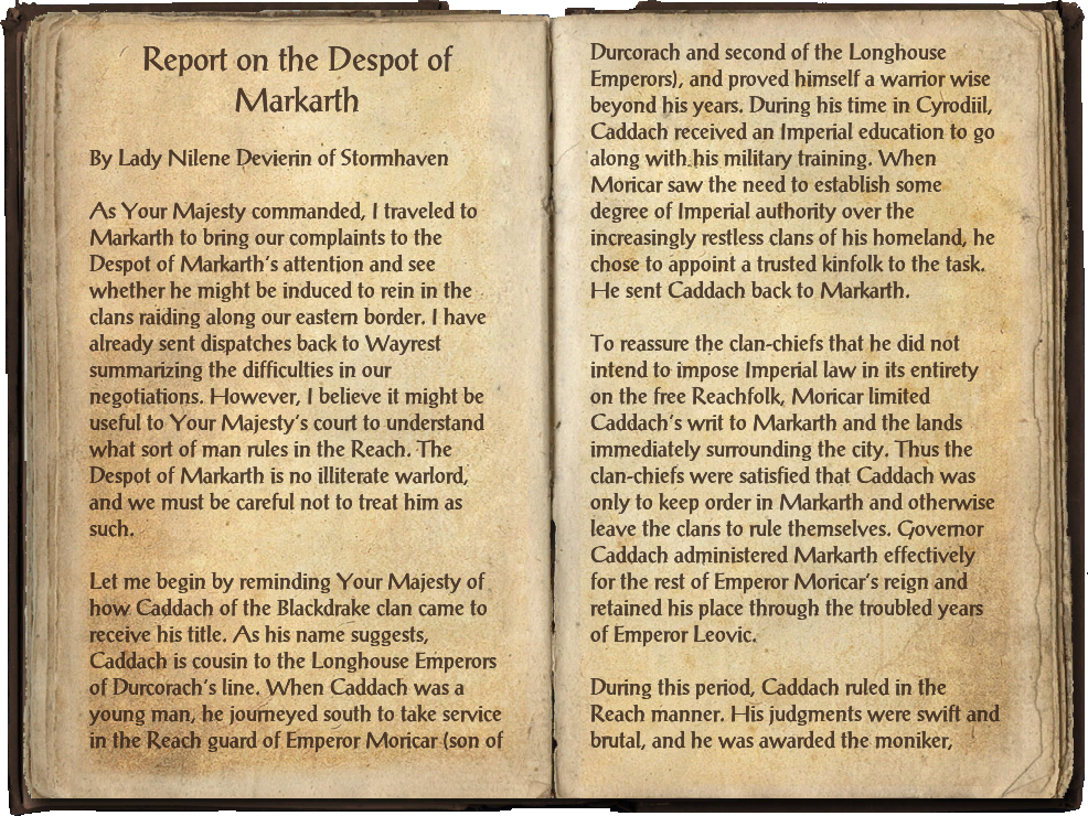 Report On The Despot Of Markarth Elder Scrolls Fandom