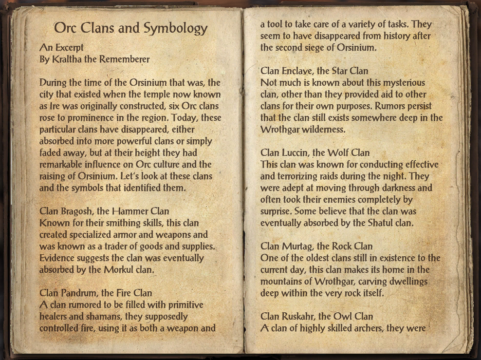 Orc Clans and Symbology | Elder Scrolls | Fandom