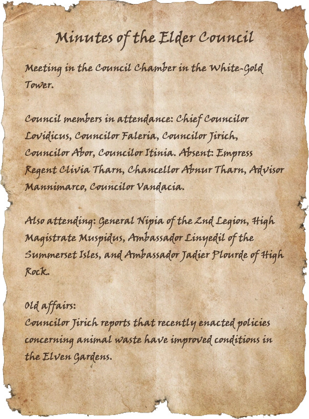 Minutes of the Elder Council | Elder Scrolls | Fandom
