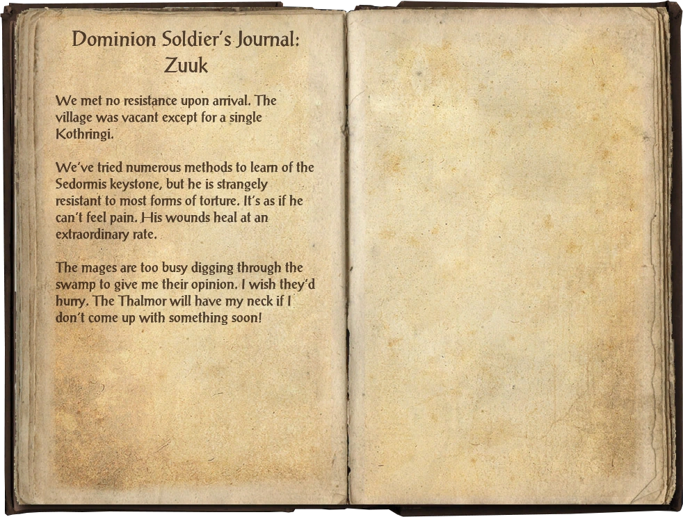 Dominion Soldier's Journal: Zuuk | Elder Scrolls | Fandom