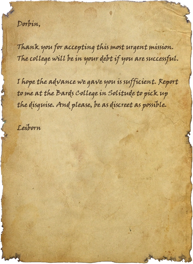 Letter to Dorbin | Elder Scrolls | Fandom