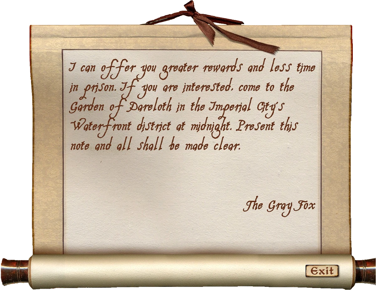 Mysterious Note (Oblivion) | Elder Scrolls | Fandom