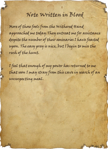 Note Written in Blood | Elder Scrolls | Fandom