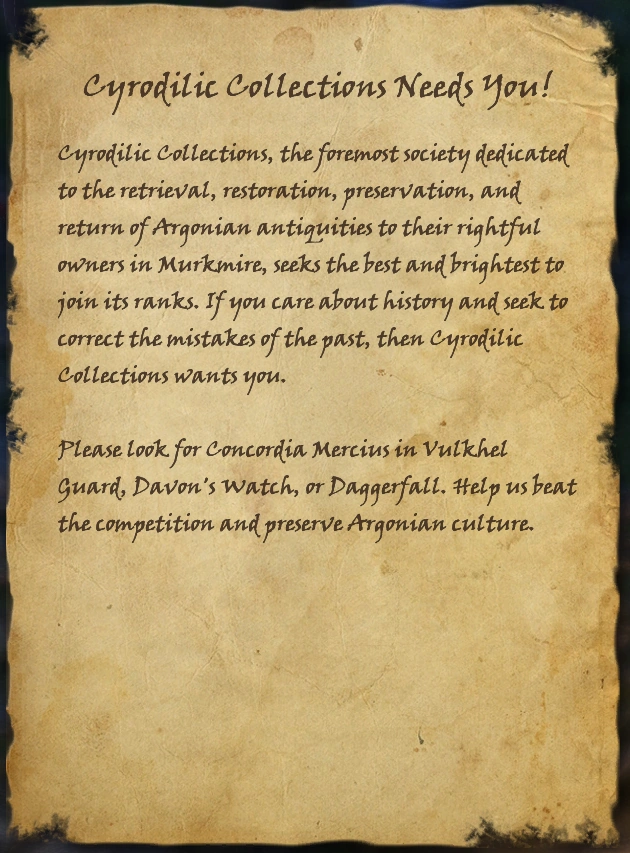 Cyrodilic Collections Needs You! | Elder Scrolls | Fandom