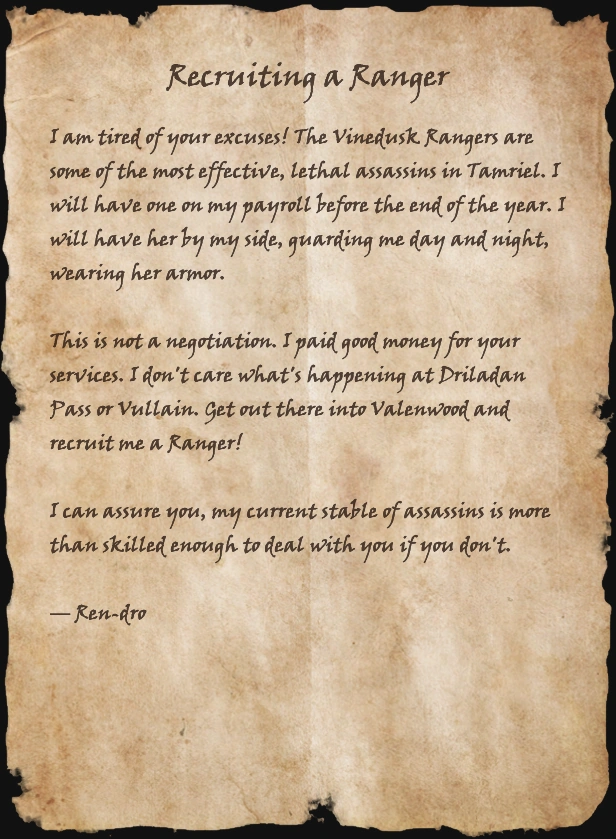 Recruiting a Ranger | Elder Scrolls | Fandom
