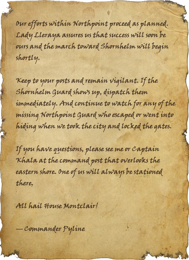 Orders from Commander Pyline | Elder Scrolls | Fandom