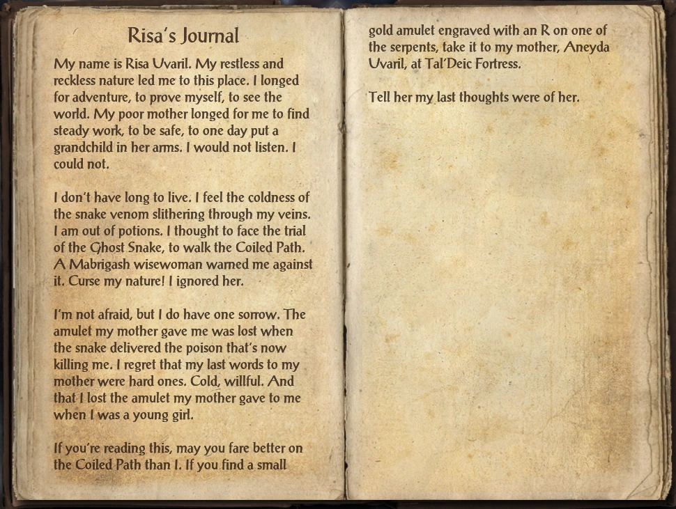 Risa's Journal | Elder Scrolls | Fandom