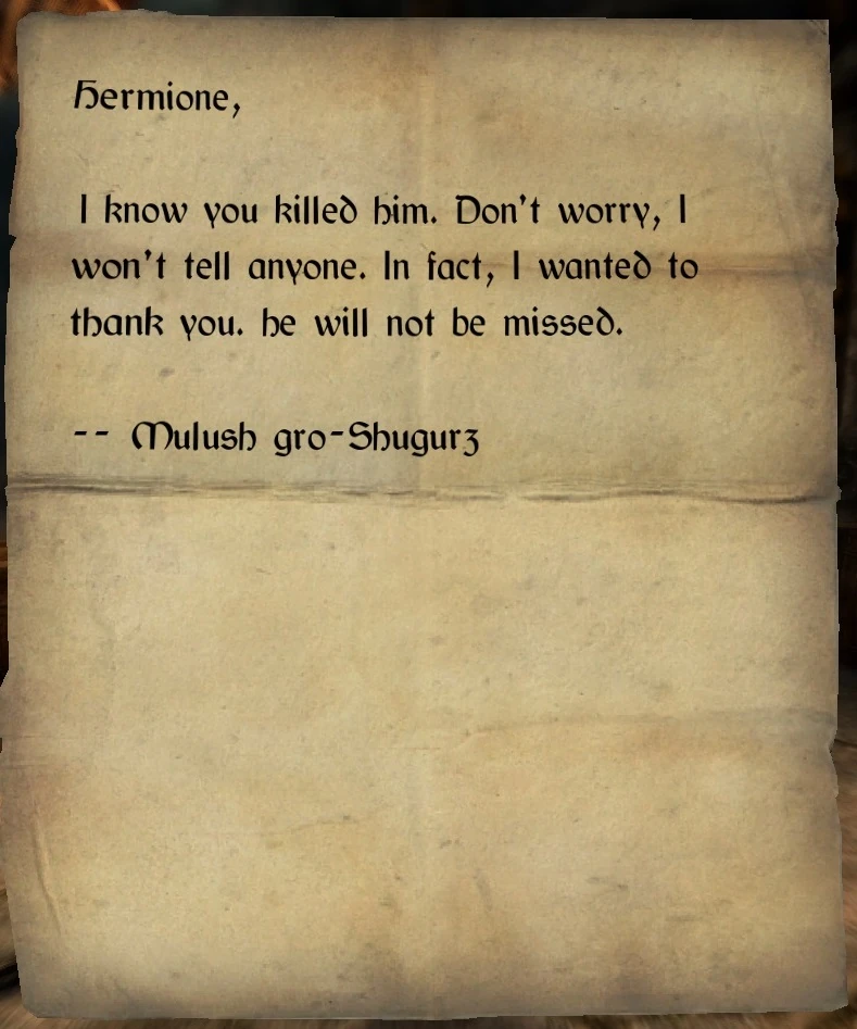 Letter from -NPC- (Thanks) | Elder Scrolls | Fandom