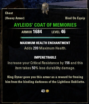 Ayleids' Coat of Memories | Elder Scrolls | Fandom