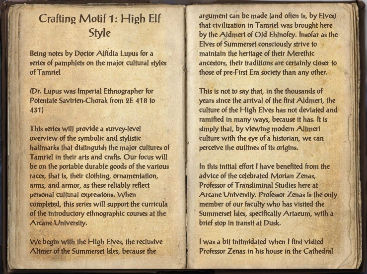 Crafting Motif 1: High Elf Style | Elder Scrolls | Fandom