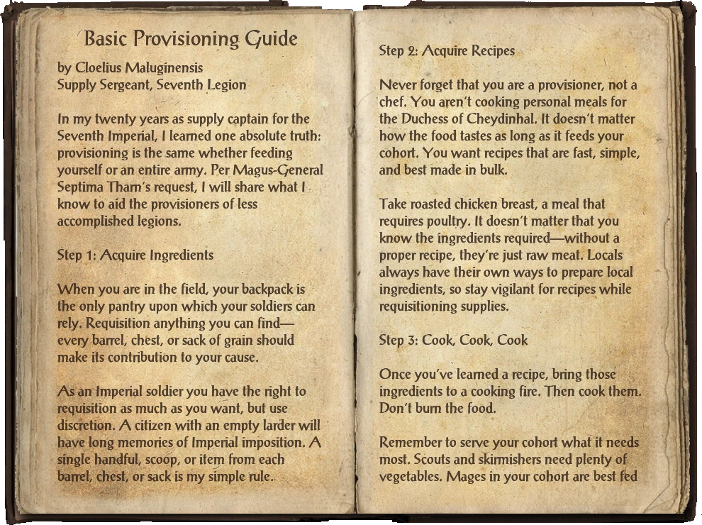Basic Provisioning Guide | Elder Scrolls | Fandom