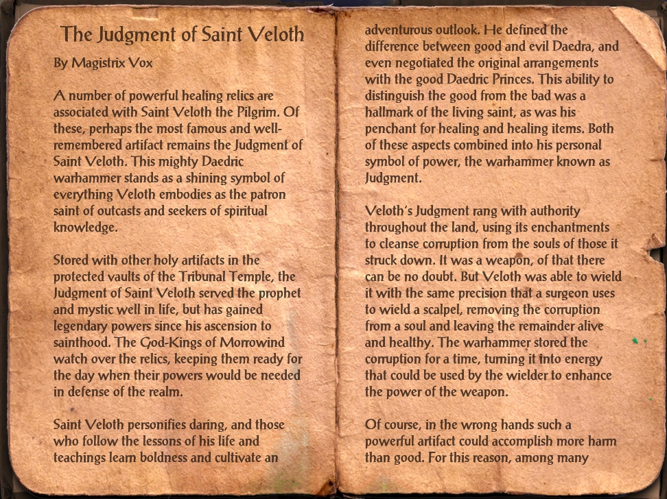 The Judgment of Saint Veloth | Elder Scrolls | Fandom