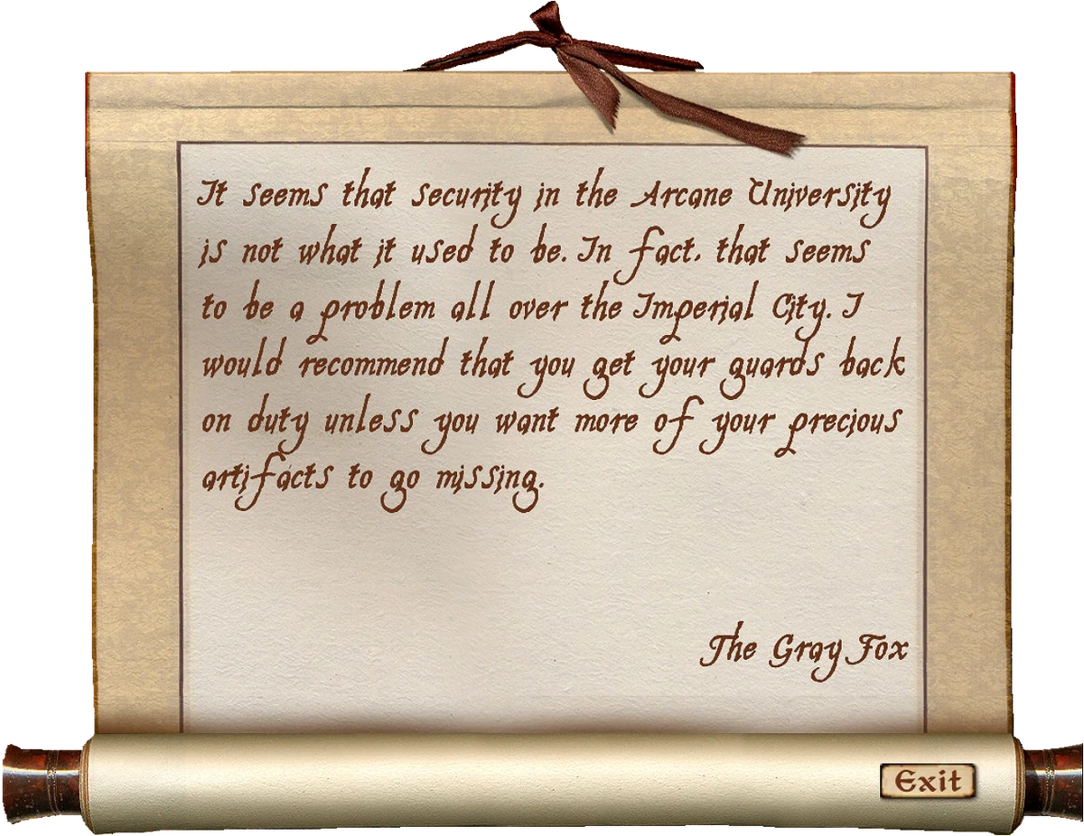 Note from Gray Fox | Elder Scrolls | Fandom