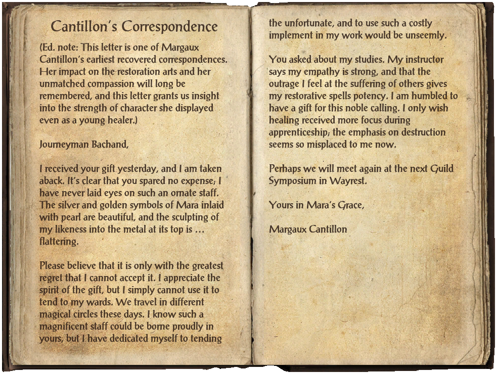 Cantillons Correspondence Elder Scrolls Fandom
