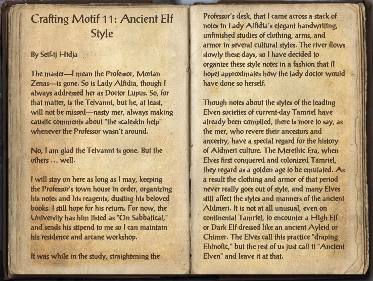 Crafting Motif 11: Ancient Elf Style | Elder Scrolls | Fandom